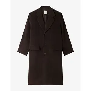 Sandro Long Button-down Wool And Cashmere Coat - Chocolate