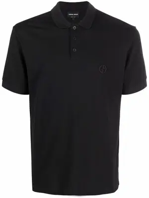 Giorgio Armani Stretch Cotton Piqué Polo Shirt - Black
