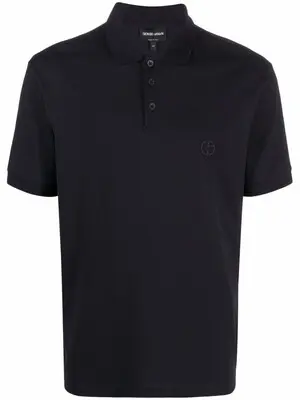 Giorgio Armani Stretch Cotton Piqué Polo Shirt - Blue