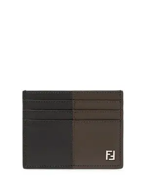 Fendi Card Holder "ff Double" In /ebony Bicolor Leather