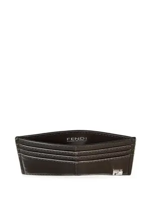 Fendi Card Holder "ff Double" In /ebony Bicolor Leather