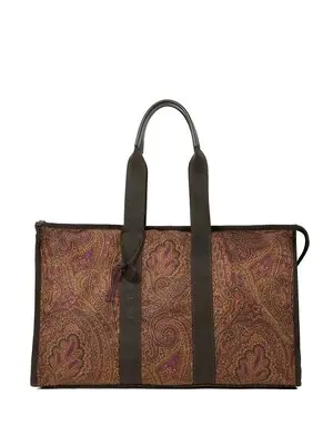 Etro Arnica Xl Travel Bag With Paisley Print - Brown