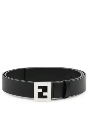 Fendi Ff 30 Leather Belt - Black