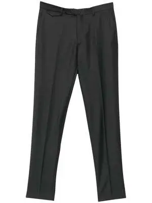 Tagliatore Wool Trousers With Belt Loops And Pressed Crease - Black