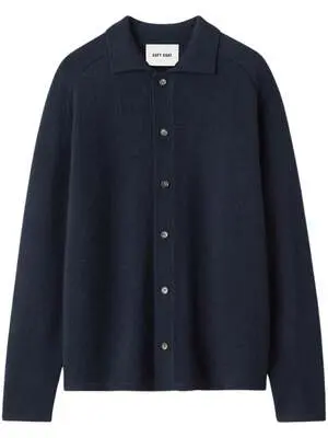 Soft Goat Soft Cashmere Knit Spread Collar Button-front Sweater