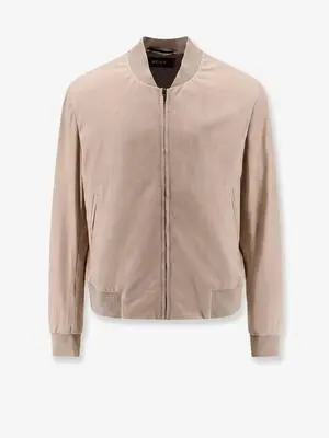 BOSS Masic Leather Jacket With Stitching - Multicolor