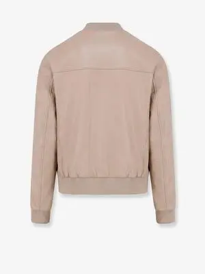 BOSS Masic Leather Jacket With Stitching - Multicolor