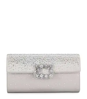 ROGER VIVIER Embellished Efflorescence Envelope Clutch Bag - Grey
