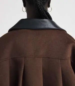 Maje Wool-blend Leather-collar Jacket