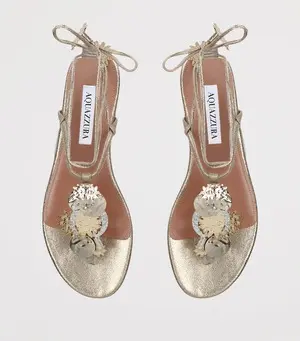AQUAZZURA Leather Night Stars Flat Sandals