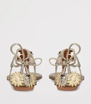 AQUAZZURA Leather Night Stars Flat Sandals
