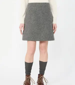 Max Mara Virgin Wool Herringbone Mini Skirt