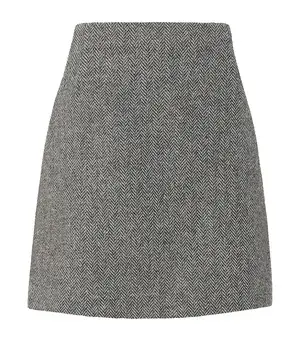 MAX MARA Virgin Wool Herringbone Mini Skirt