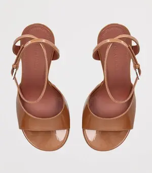 Amina Muaddi Patent Leather Aya Platform Heeled Sandals 155