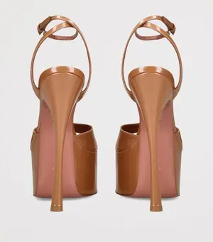 Amina Muaddi Patent Leather Aya Platform Heeled Sandals 155
