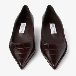 JIMMY CHOO Amelia Shiny Croc Embossed Leather Pumps - Sambuco