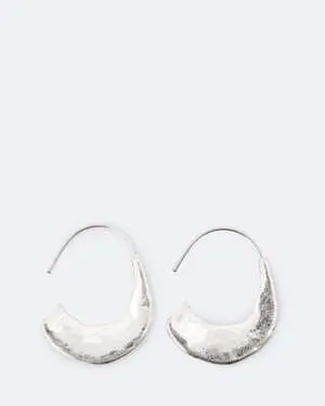 ALLSAINTS Talon Small Flat Hammered Earrings - Silver