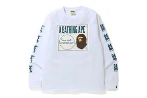 A BATHING APE Boombox Tag Long Sleeve Tee Shirt - White