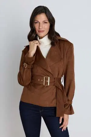 THE NOLI SHOP Ellen Suede Jacket - Chestnut