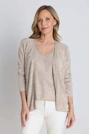 THE NOLI SHOP Carrie Crystal Cardigan - Beige