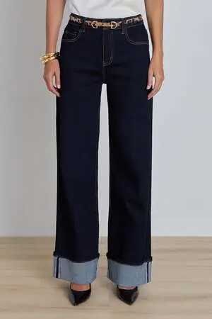 THE NOLI SHOP Claire Palazzo Cuff Jean - Indigo