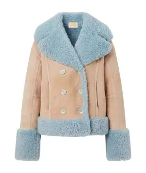 Ulla Johnson Nisha Reversible Shearling Coat - Turquoise