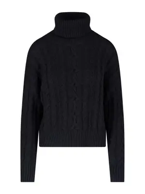 Ralph Lauren Cable-knit Cotton Turtleneck - Black