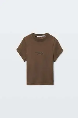 Alexander Wang Logo Print Shrunken Short Sleeve Tee Olive
