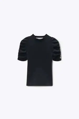 Alexander Wang Ruched Sleeve Crewneck - Black