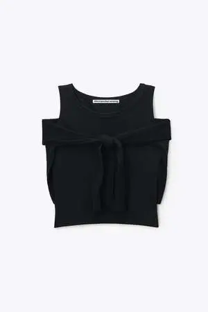 Alexander Wang Layered Tank With Tie-front Sweater Detail - Black