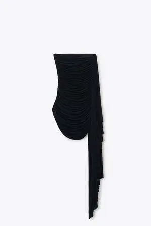 Alexander Wang Asymmetric Ruched Strapless Mini Dress - Black