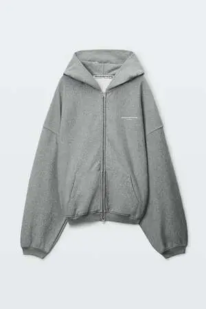 Alexander Wang Oversized Zip-up Hoodie W/ Logo Print - Sidewalk