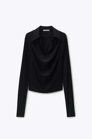 Alexander Wang Cowl Placket Top - Black
