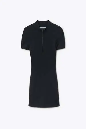 Alexander Wang Debossed Logo Mock Neck Dress Black
