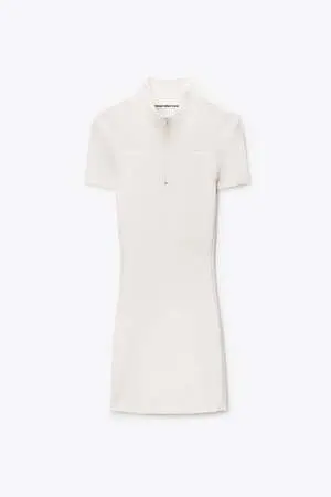 Alexander Wang Debossed Logo Mock Neck Dress - Optic White