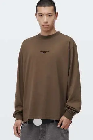 Alexander Wang Logo Print Long Sleeve Tee - Olive