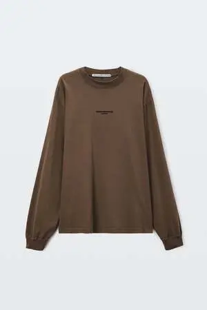 Alexander Wang Logo Print Long Sleeve Tee - Olive