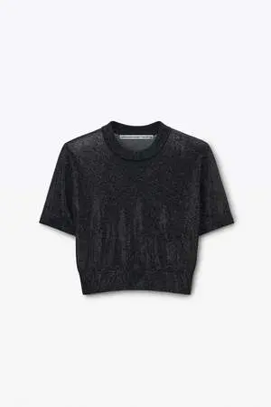 Alexander Wang Ss Tee With Clear Bead Hotfix - Black