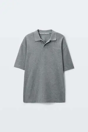 Alexander Wang Short Sleeve Polo Tee W/ Allover Hotfix Sidewalk