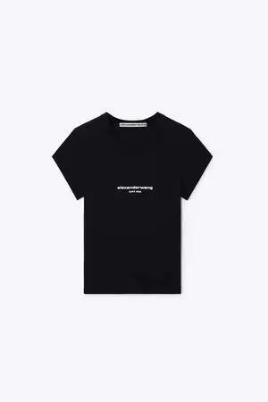 Alexander Wang Ss Fitted Tee W/ Logo Print Black