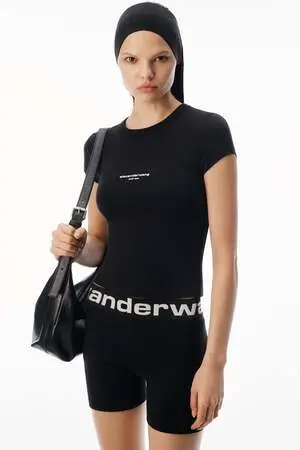 Alexander Wang Logo Print Fitted Tee - Black