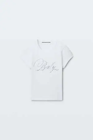 Alexander Wang Crystal Hotfix Graphic Fitted Tee - White