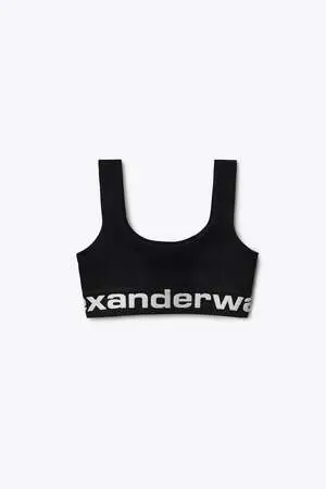 Alexander Wang Scoop Neck Bra Top W/ Logo Elastic - Black