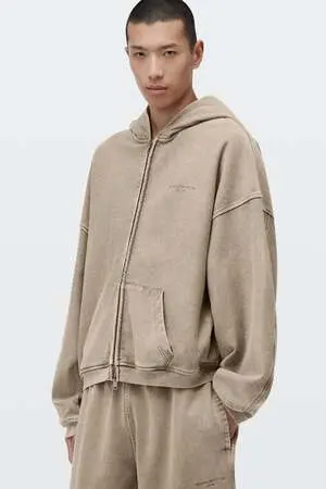 Alexander Wang Crystal Hotfix Oversized Zip-up Hoodie - Fallen Rock