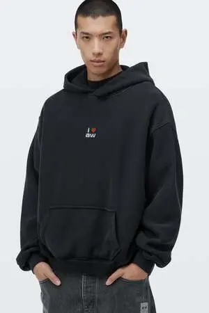 Alexander Wang Crystal Hotfix I Heart Aw Hoodie - Washed Black