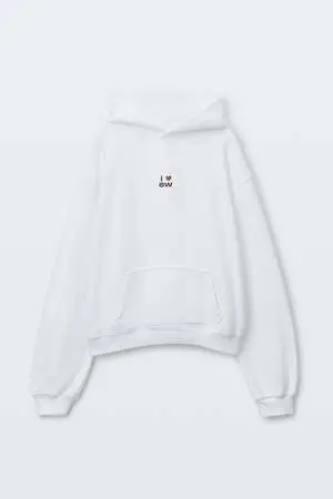 Alexander Wang Crystal Hotfix I Heart Aw Hoodie - White