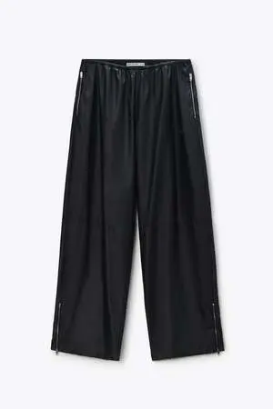 Alexander Wang Track Pant Paper In Leather Mid-rise - Black