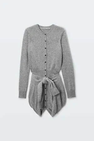 Alexander Wang Pre-styled Tied Sleeve Cardigan Dress - Heather Grey