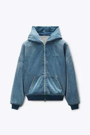 Alexander Wang Brushed Denim Oversized Hoodie - Washed Light Blue