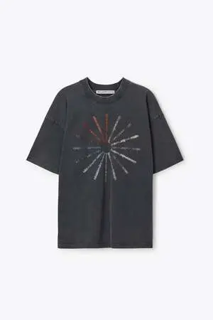 Alexander Wang Crystal Hotfix Pinwheel Tee - Washed Black